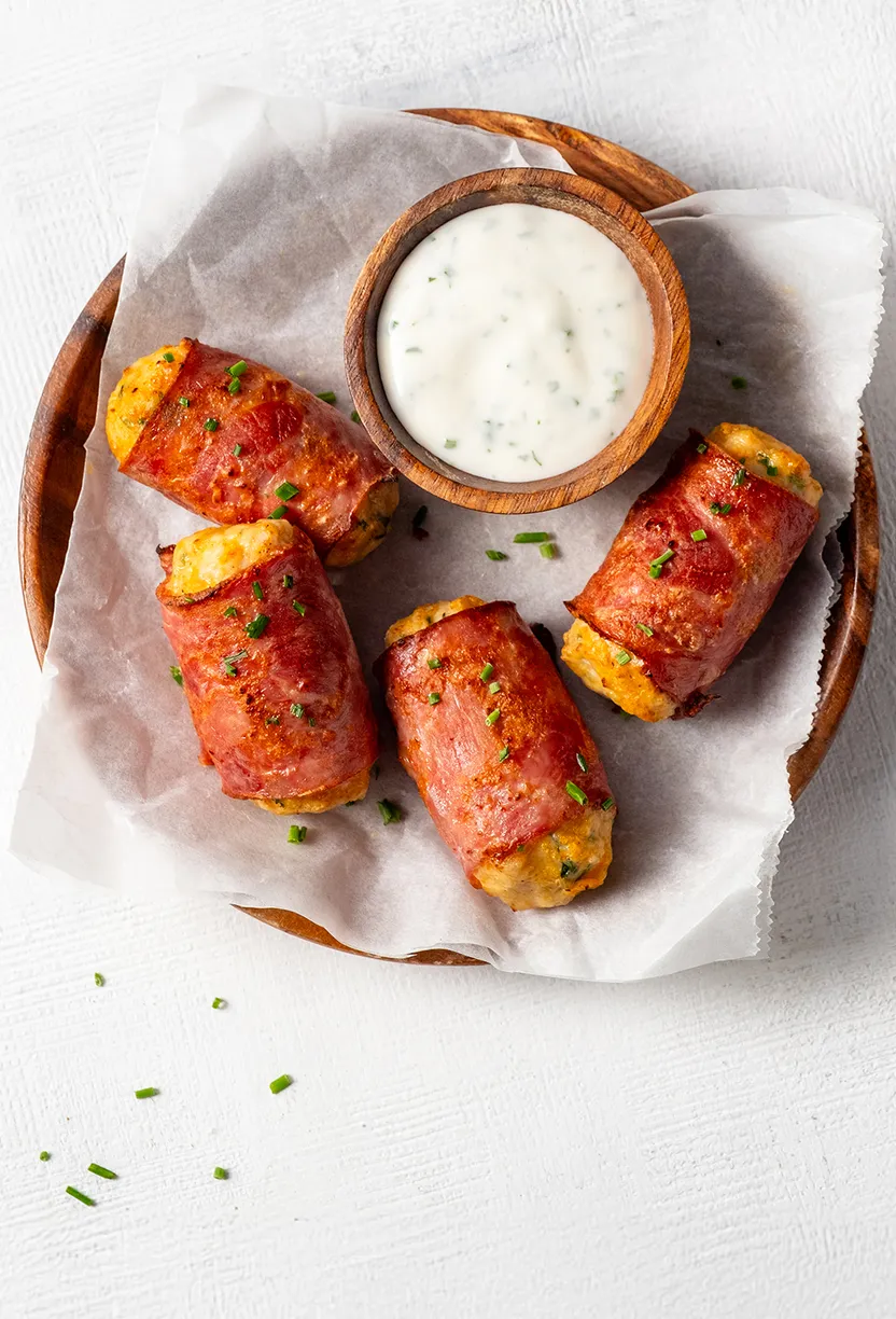 Kcal Restaurants Kuwait - Soups & Bites - Turkey Bacon and Chicken Roll